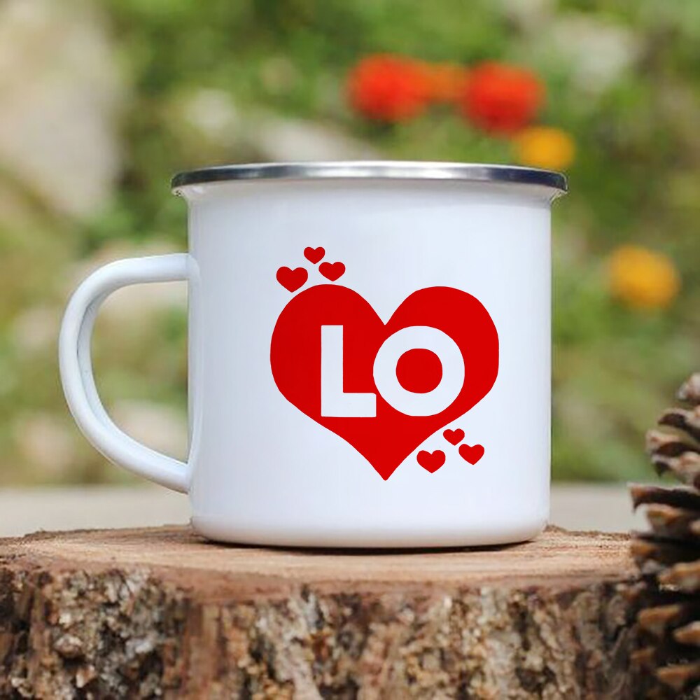 Liefde Hart Creatieve Afdrukken Koppels Emaille Ko... – Vicedeal