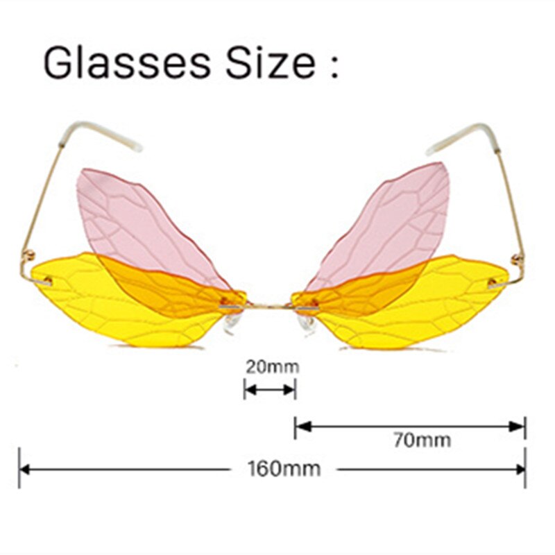 Women Rimless Sunglasses Retro Elf Fairy Dragonfly... – Grandado