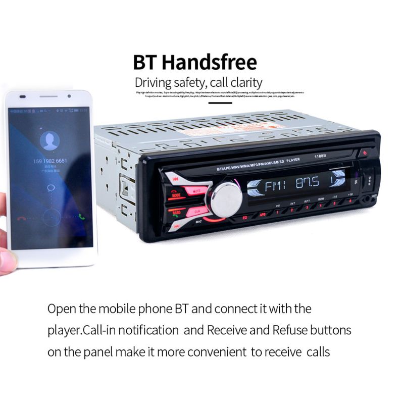 1188B Bluetooth Car Stereo 1Din Player With Phone ... – Grandado