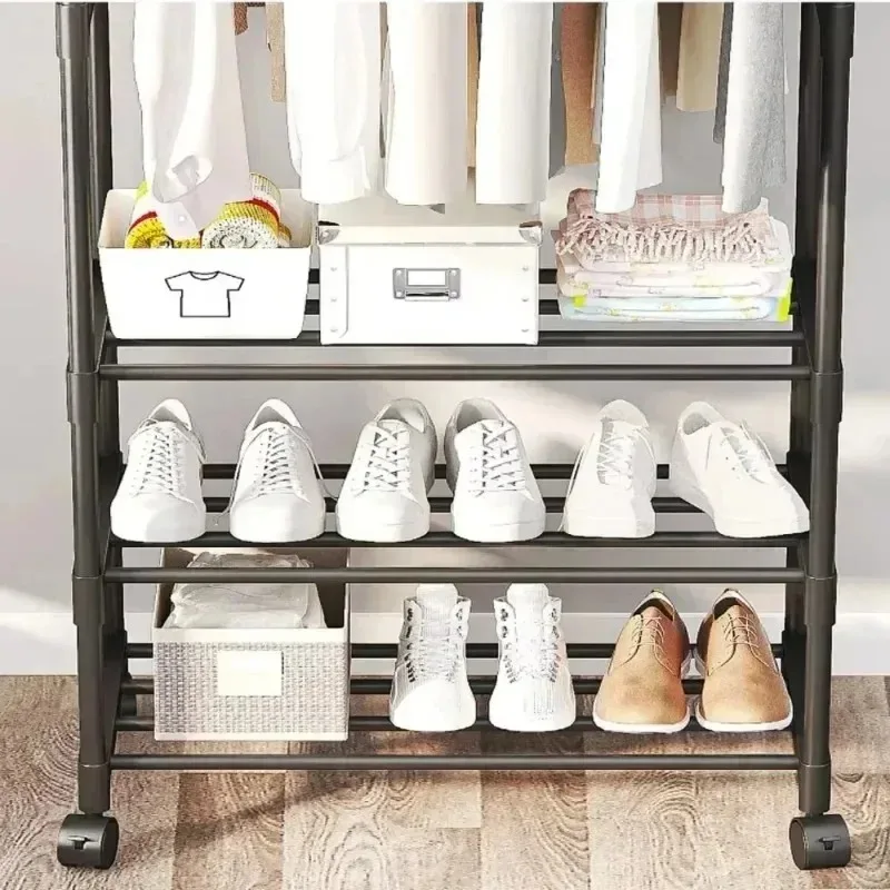Double Mobile Hanger Single Rod Laundry Floor Bedr... – Grandado