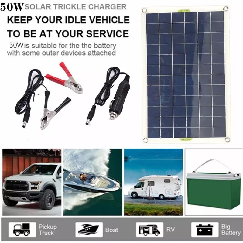 50W Solar Panel USB Output Solar Cells Poly Solar ... – Grandado