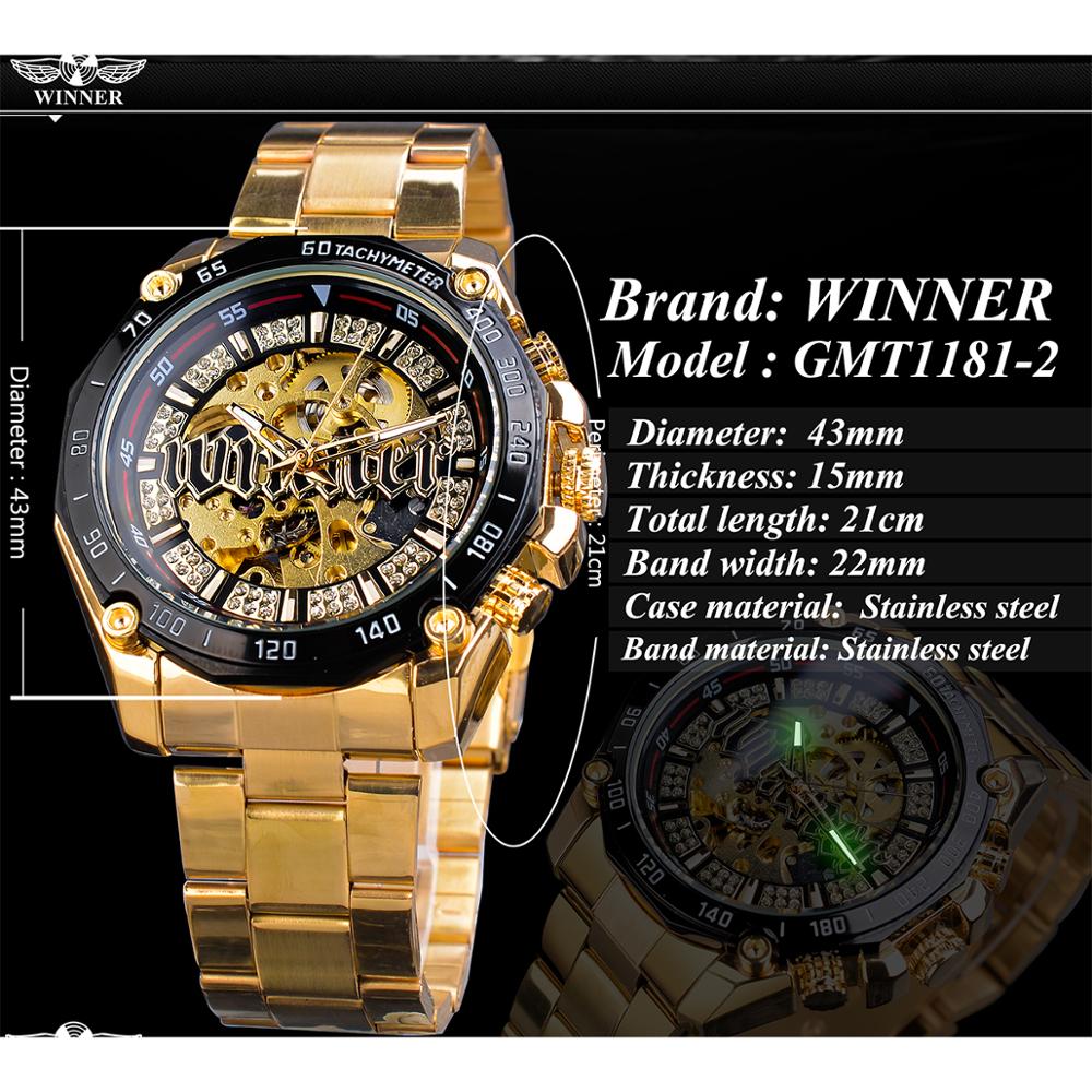Winner Men Steampunk Golden Open Work Transparent ... – Grandado