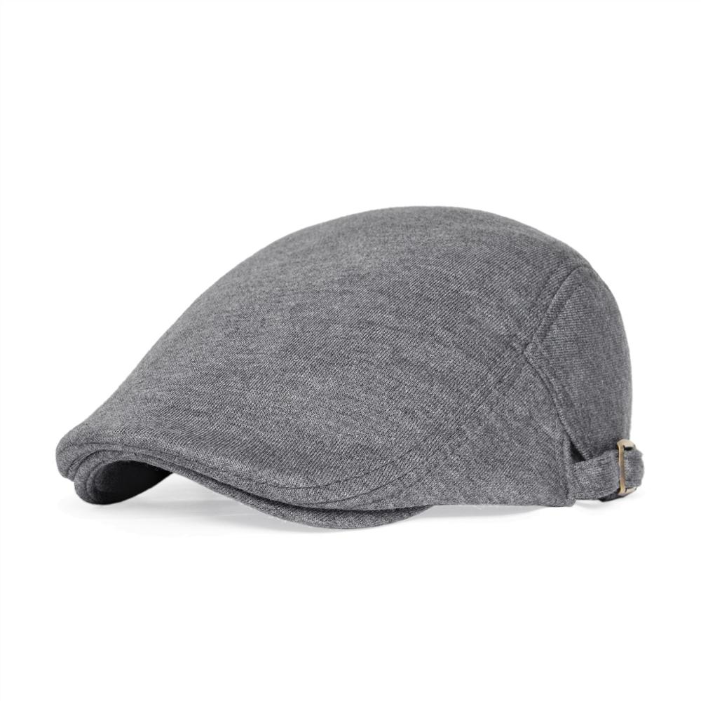 Cotton Men Women Dark Grey Flat Ivy Cap Soft Solid... – Grandado