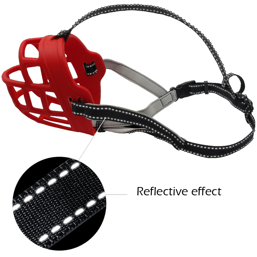 4 Sizes Red Black Dog Silicon Basket Muzzle Soft A... – Grandado