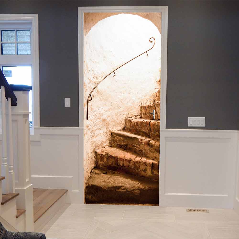Wall Decals Mural 3D Step Vintage Staircase Door S... – Vicedeal