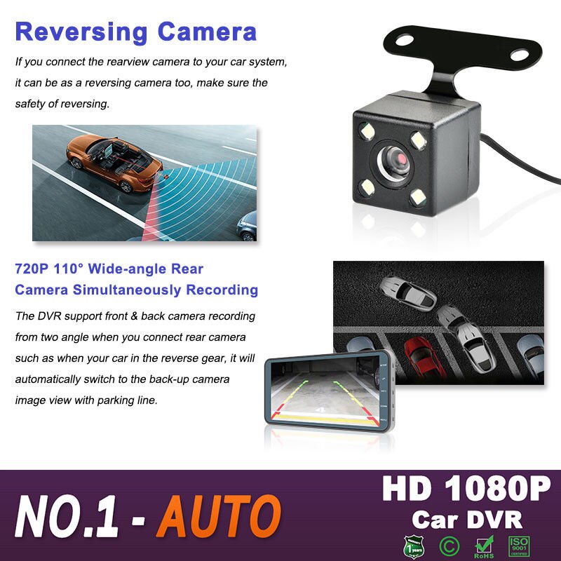 Dual Lens 4'' HD 1080P Vehicle Car Dash Cam Rear V... – Vicedeal