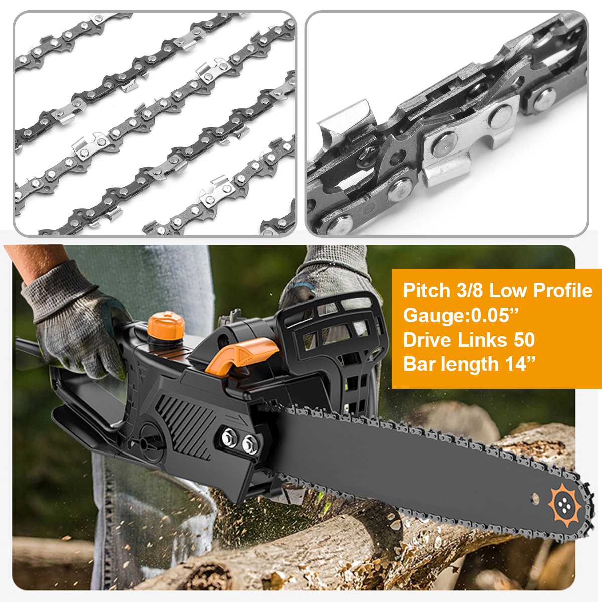 3pcs/set Chainsaw Semi Chisel Chains 3/8LP 0.05 Fo... – Grandado