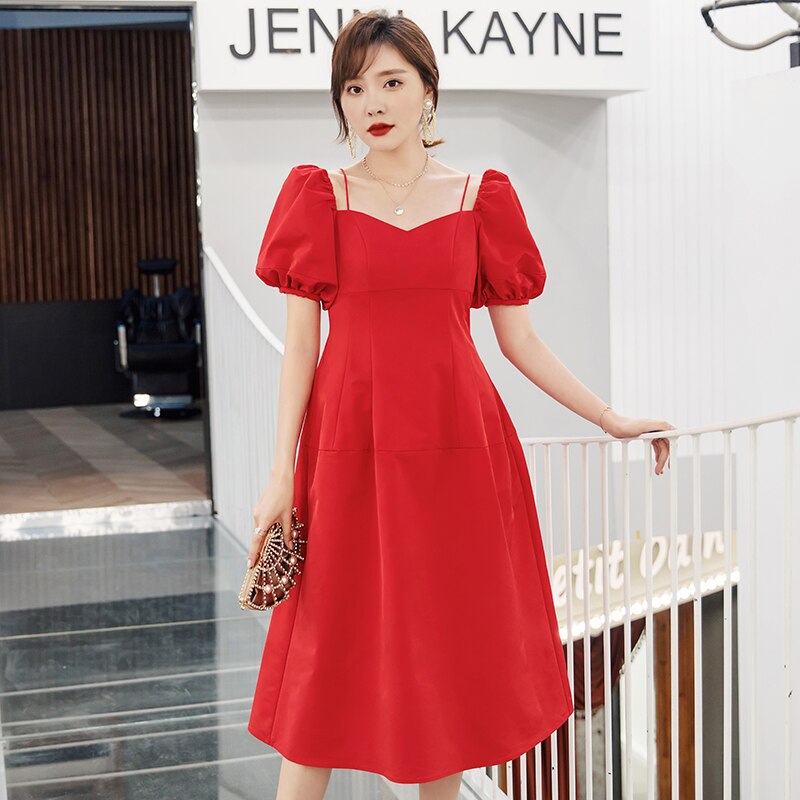 YIGELILA Arrivals Rode Jurk Vierkante Kraag Korte ... – Vicedeal