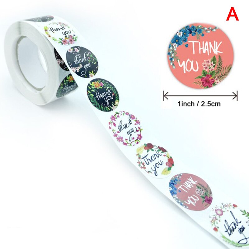 500Pcs/Roll Ronde Bloemen Dank U Stickers Scrapboo... – Grandado
