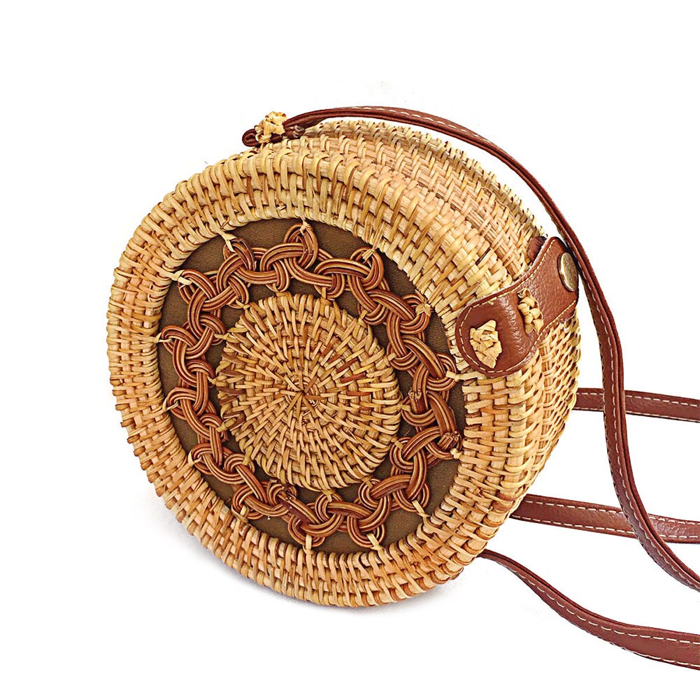 Hand-woven bag rattan bag round ladies diagonal wo... – Vicedeal
