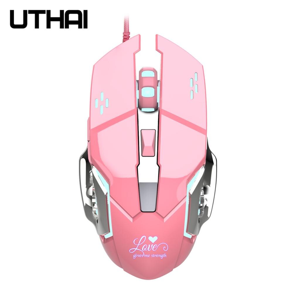 UTHAI DB24. The pink gaming mouse 3200dpi office m... – Grandado