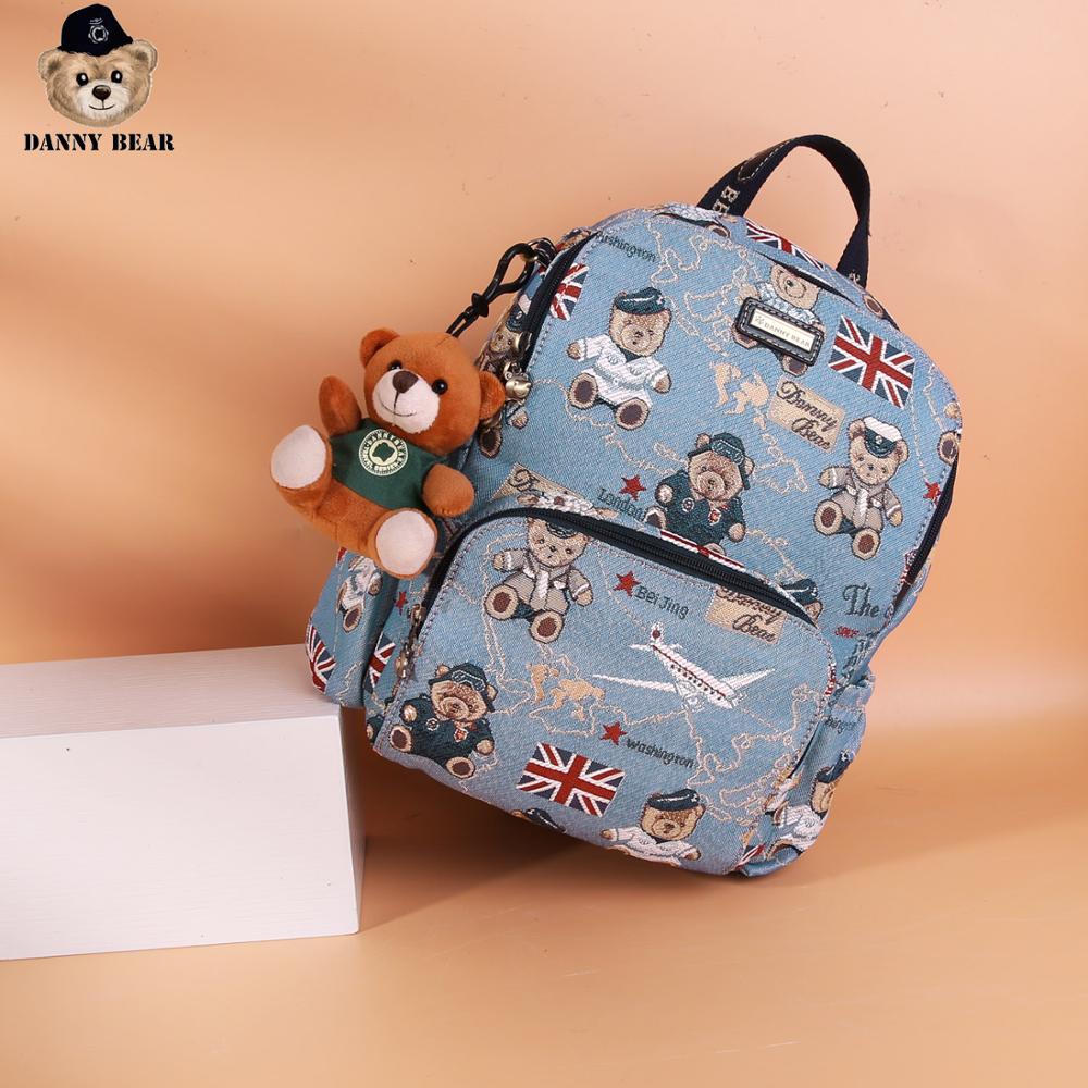 Danny Bear Mode Beer Print Stof Leuke Rugzak Straa... – Grandado