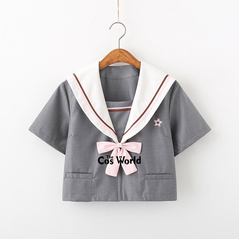 [Mount Sakura] Gray Summer Navy Sailor Suit Tops S... – Vicedeal