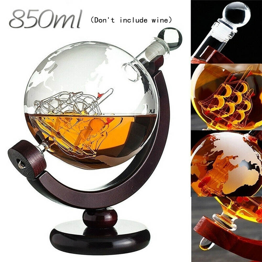 Glass World Globe Decanter Liquor Sailboat Vodka S... – Grandado