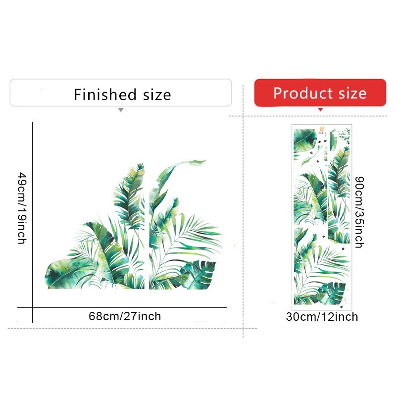 Green Banana Leaf Wall Stickers for Living room Do... – Grandado