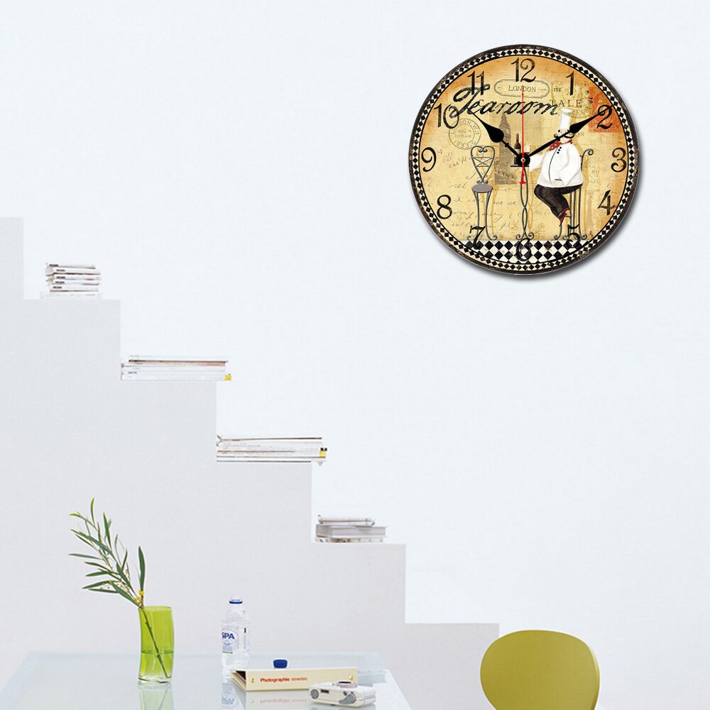 Wooden Wall Clock Fat Chef Decor Cute Home Kitchen... – Vicedeal