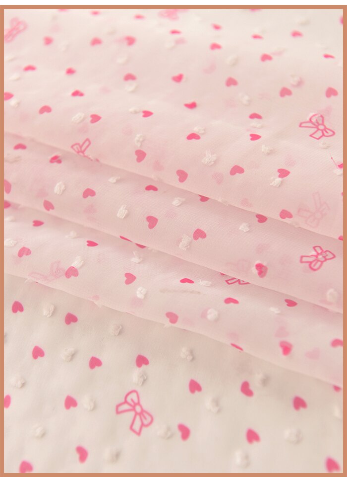 Chiffon fabric Heart shaped jacquard dots tissu Dr... – Grandado
