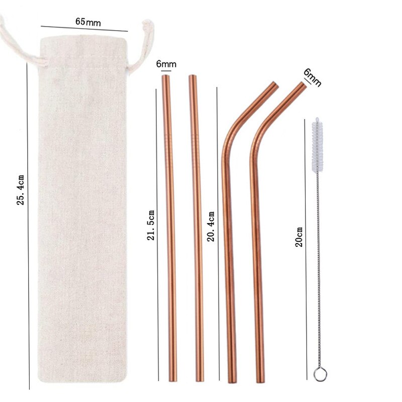 Regenboog Kleur Herbruikbare Metalen Rietjes 304 R... – Grandado