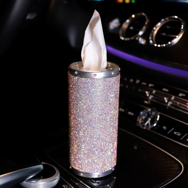 Bling Bling White Cystal Round Container Tissue Bo... – Grandado