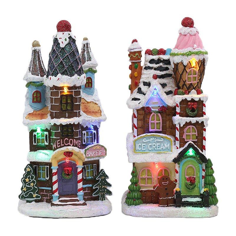 Christmas Castle Color Led Light Resin Statues Hom... – Vicedeal