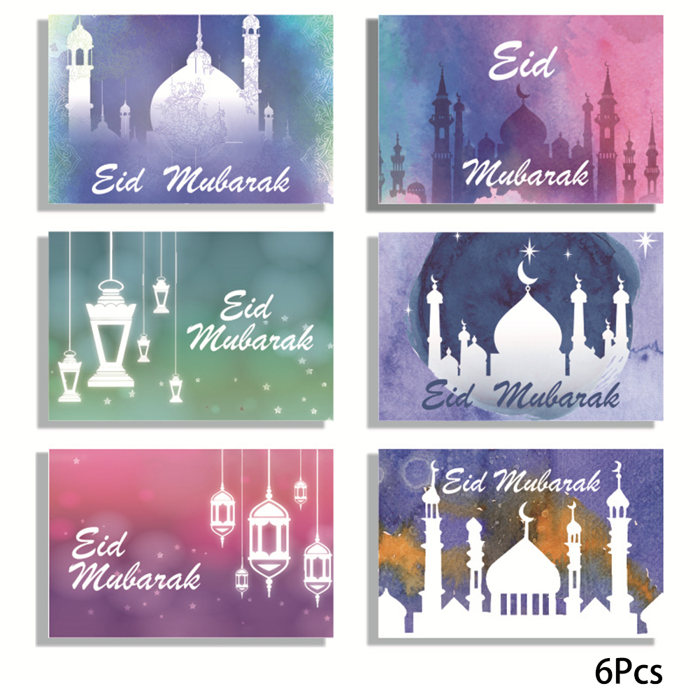 6Pcs/set INS Islamic Muslim Eid Al-fitr Greeting C... – Grandado
