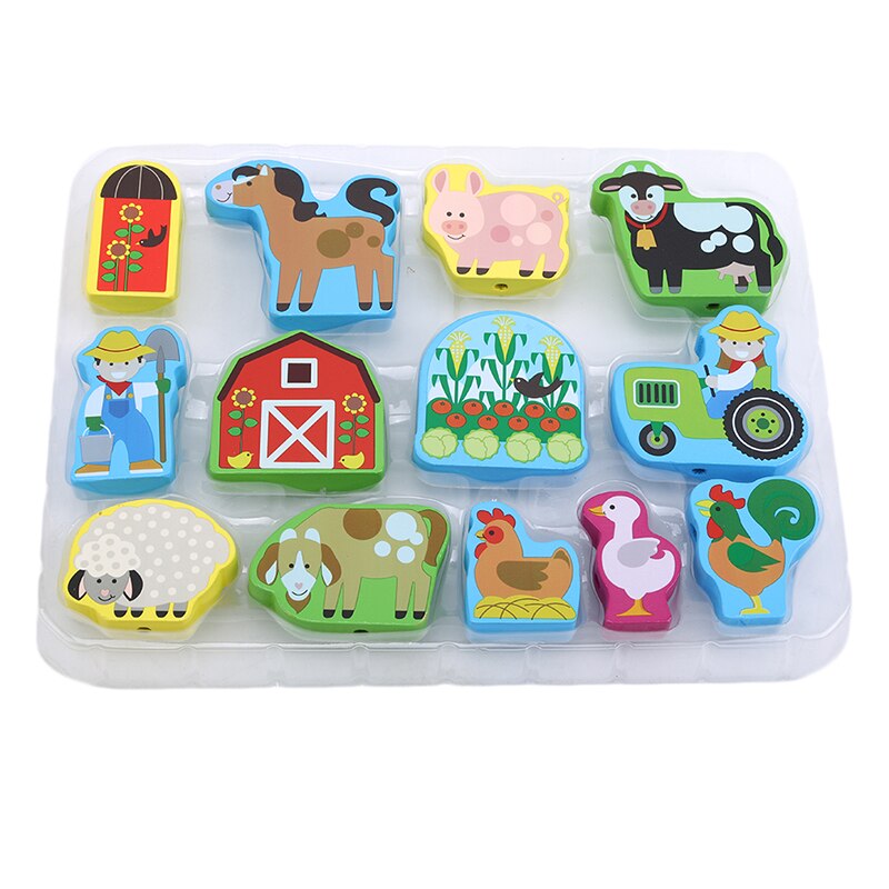 Puzzle Farm Traffic Letters Animal Beaded Toy Chil... – Grandado