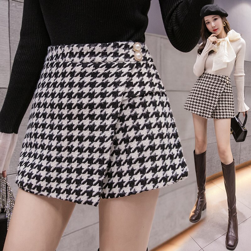 Herfst Winter Vrouwen Wollen Shorts Knoppen Hoge T... – Vicedeal