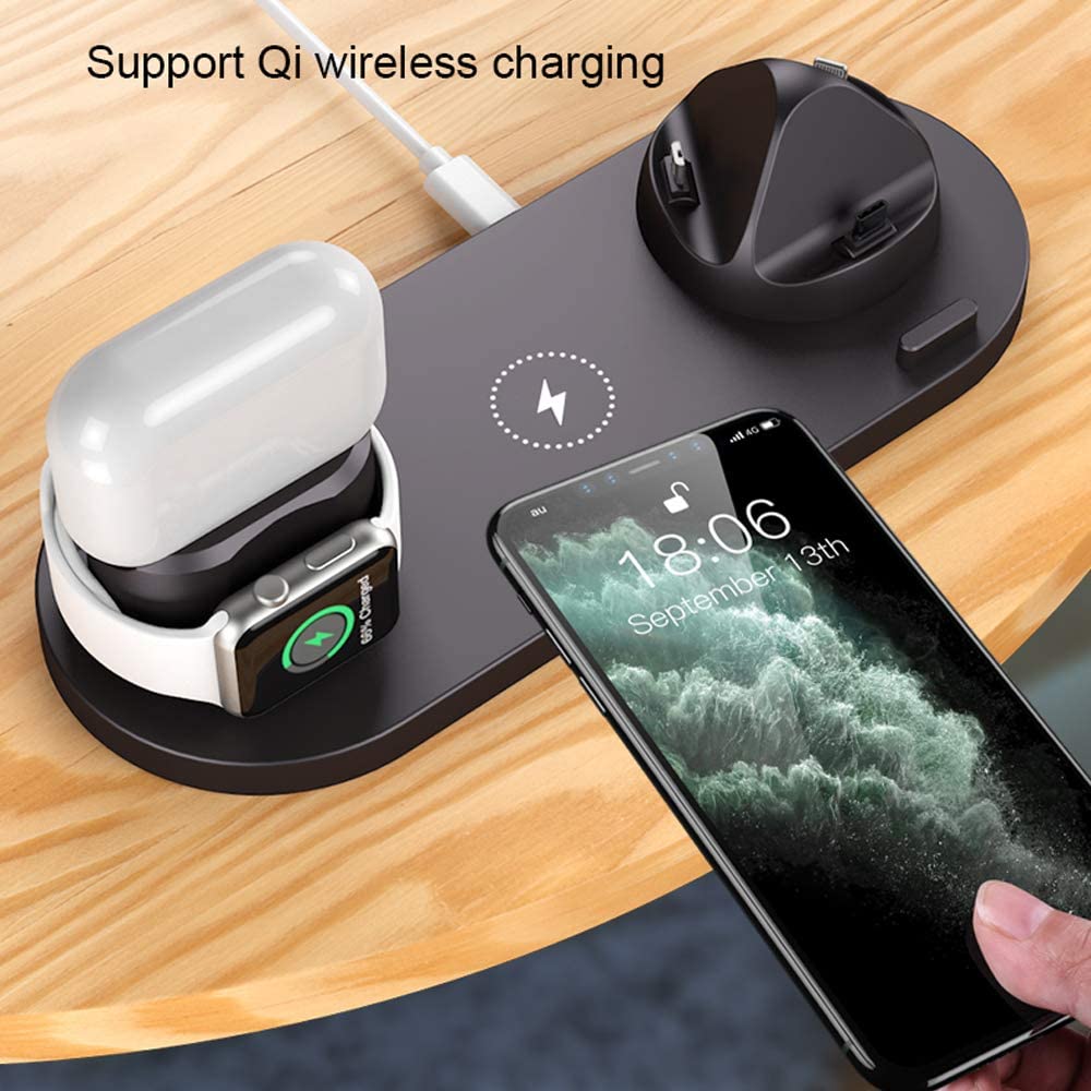 6 in 1 Wireless Charger Station Portable Qi Fast C... – Grandado