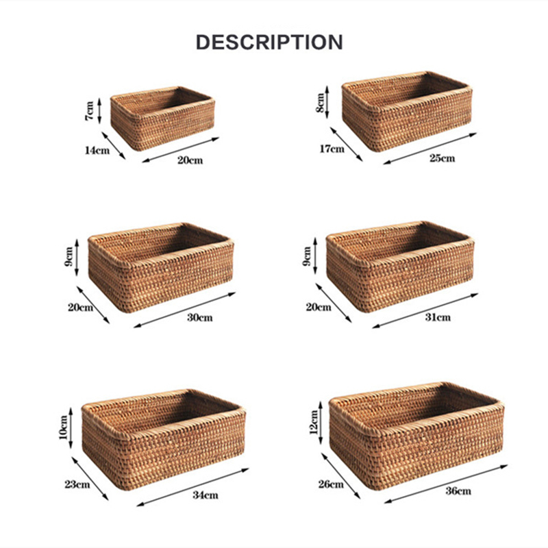 Hand Woven Storage Basket Rattan Wicker Rectangula... – Grandado