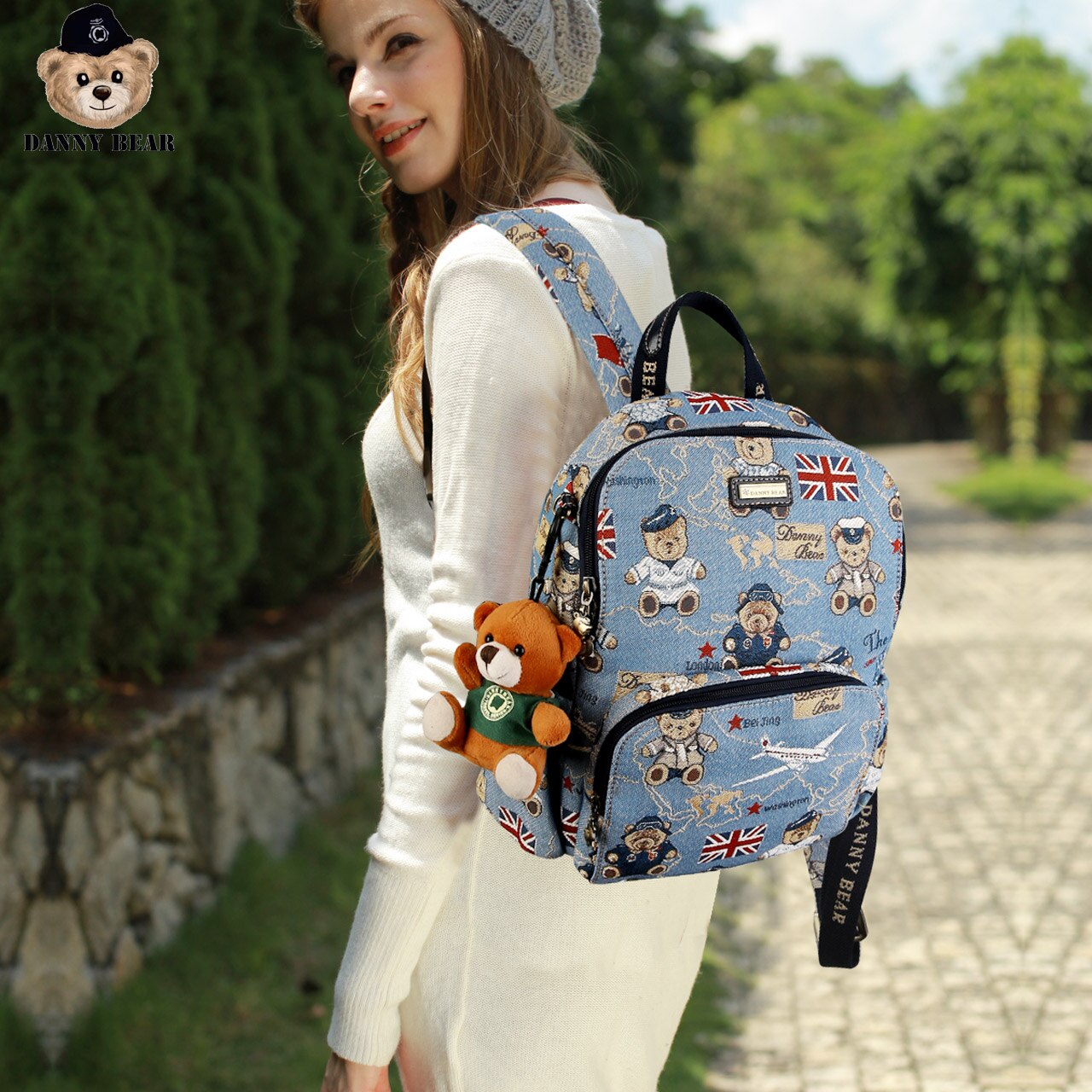 Danny Bear Mode Beer Print Stof Leuke Rugzak Straa... – Grandado