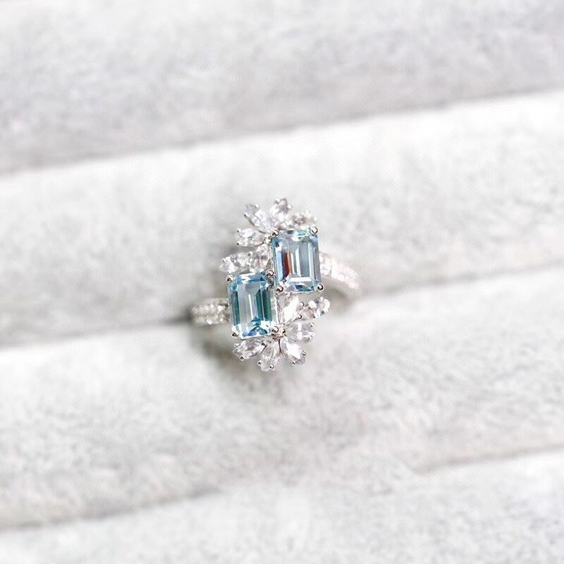 Ladies Light Luxury Blue Topaz Ring Ins Micro Inla... – Grandado