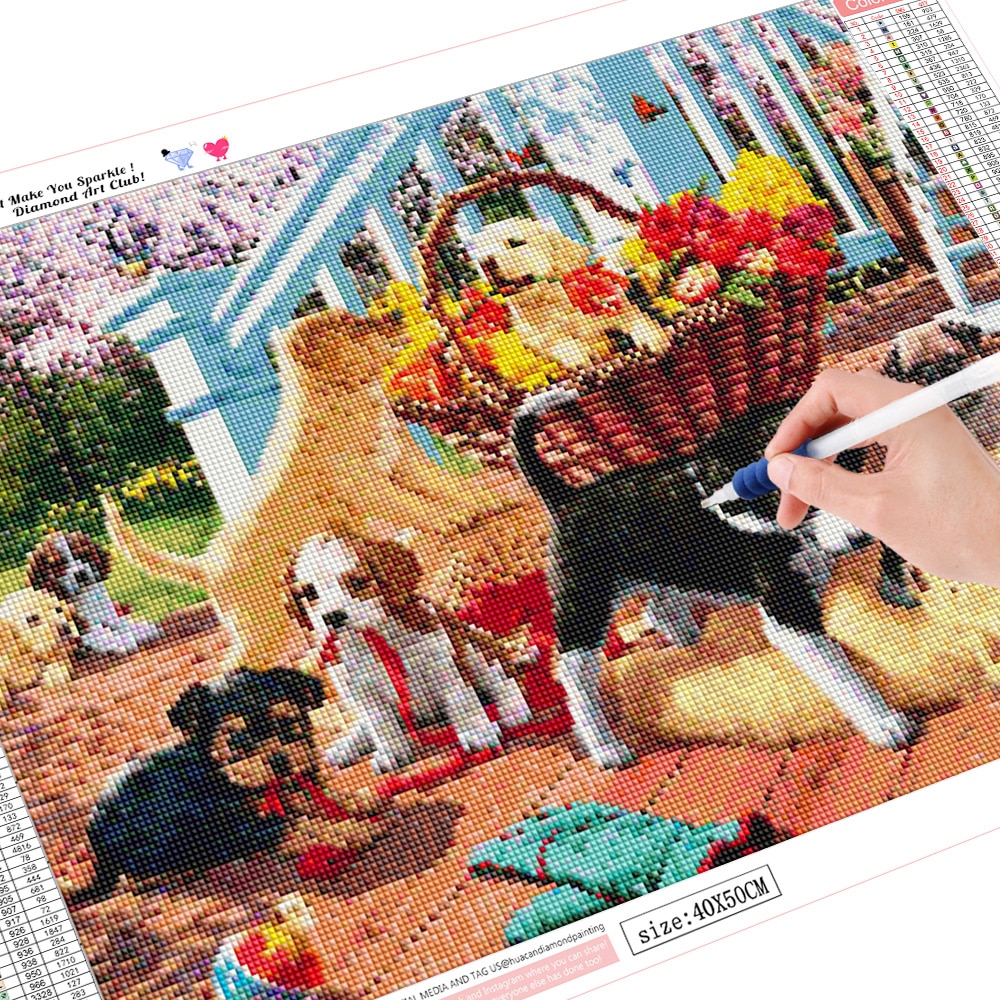 Huacan diamant maleri fuld firkantet/rund hund dia... – Grandado