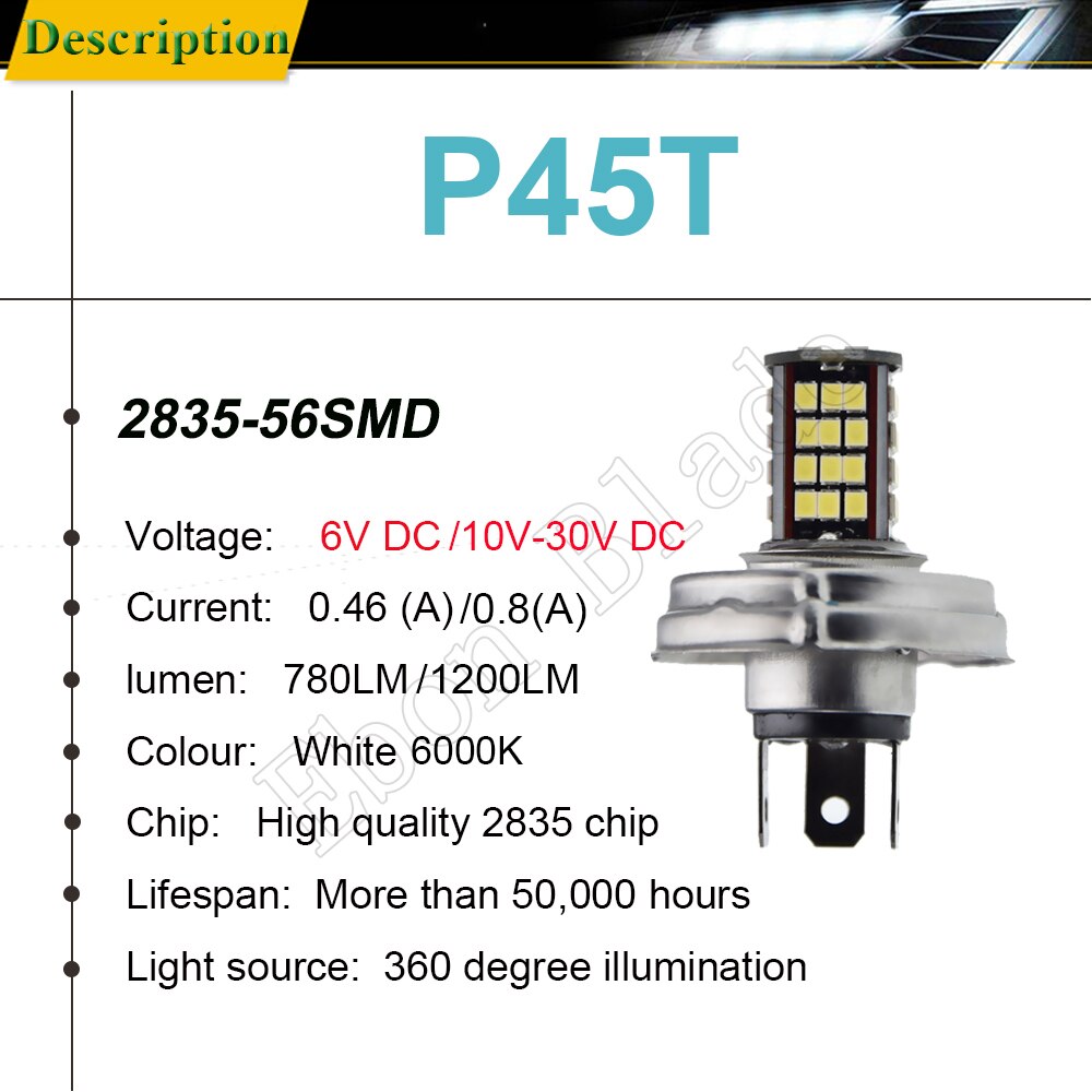 P45T Wit Motorrijwiel Koplamp 6V 12V 24V 30V Dc Bi... – Vicedeal