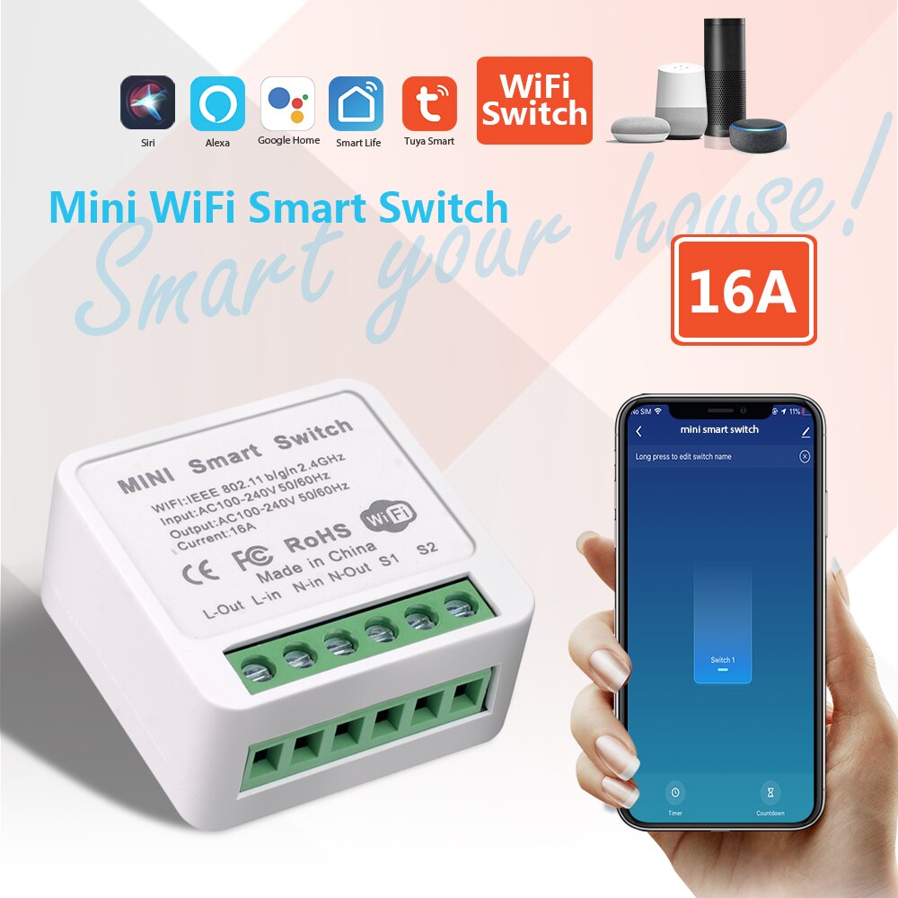 ALARMEST Tuya WiFi Wireless mini Smart Switch 16A ... – Grandado