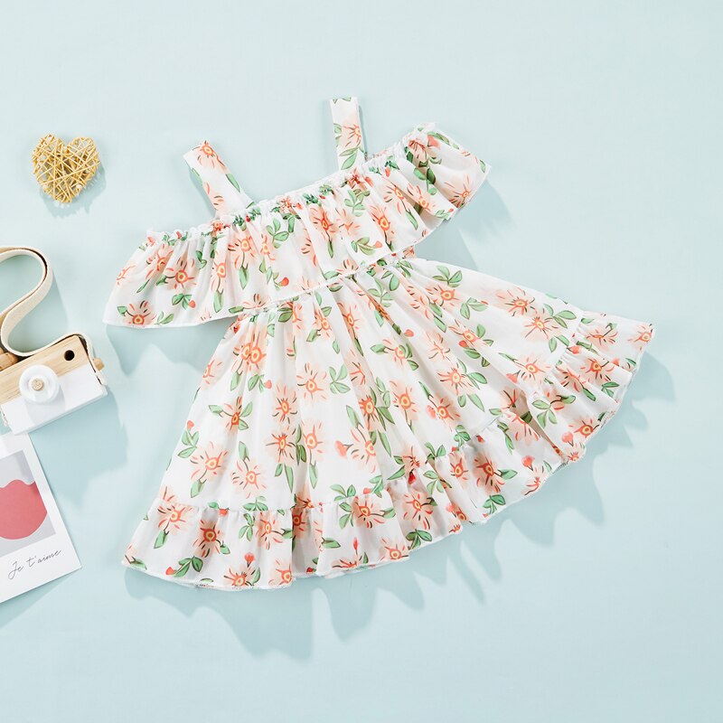 Kid Girls Summer Off Shoulder Dress Sweet Floral P... – Vicedeal