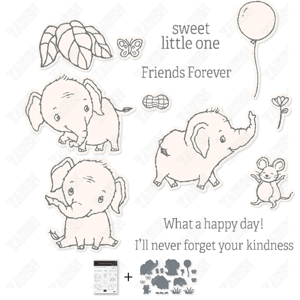 Elephant Metal Cutting Die And Clear Stamps Scrapb... – Grandado