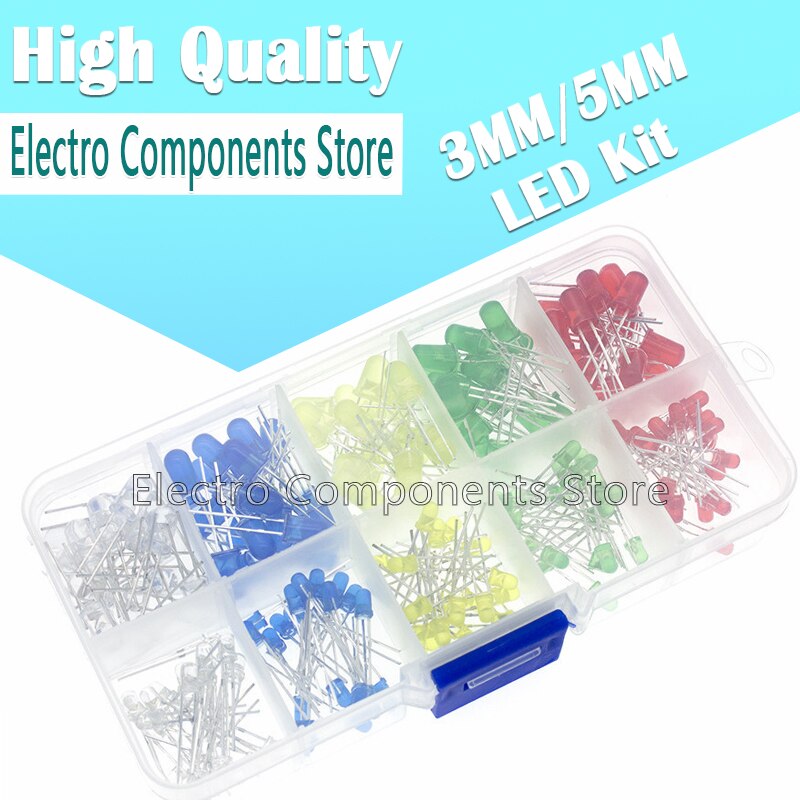 3mm/5mmX20Pcs Light Emitting Diodes Kit 5 Colors D... – Grandado