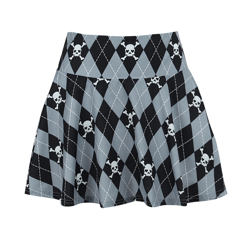 2022 Gothic Clothes Y2K Skull Print Grey Skirt Dia... – Vicedeal