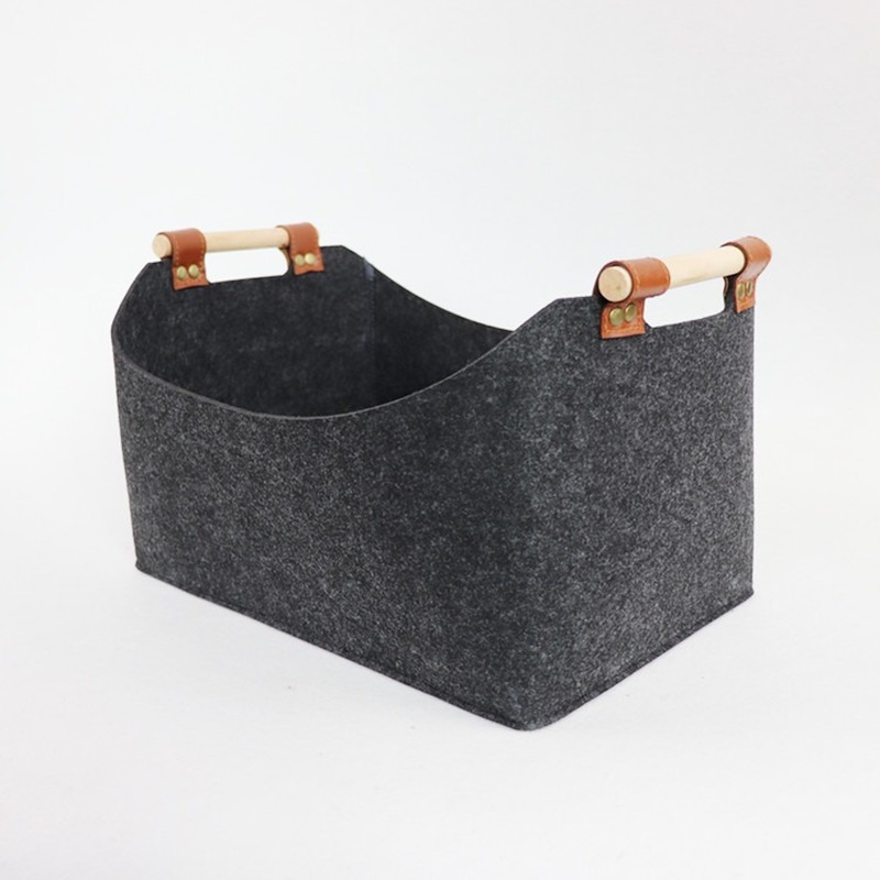 Grey Folding Felt Storage Basket Organizer with Ha... – Grandado