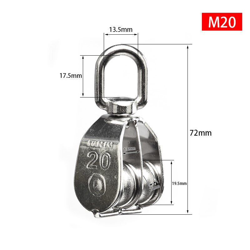 1Pcs M20 Lifting Dubbele Katrol Blok, opknoping Dr... – Vicedeal