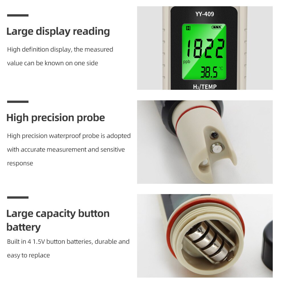 2 in 1 H2 & Temp Meter Hydrogen Rich Detector ... – Grandado