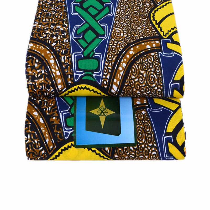African Yellow & Green Print 100% Cotton Veritable... – Grandado