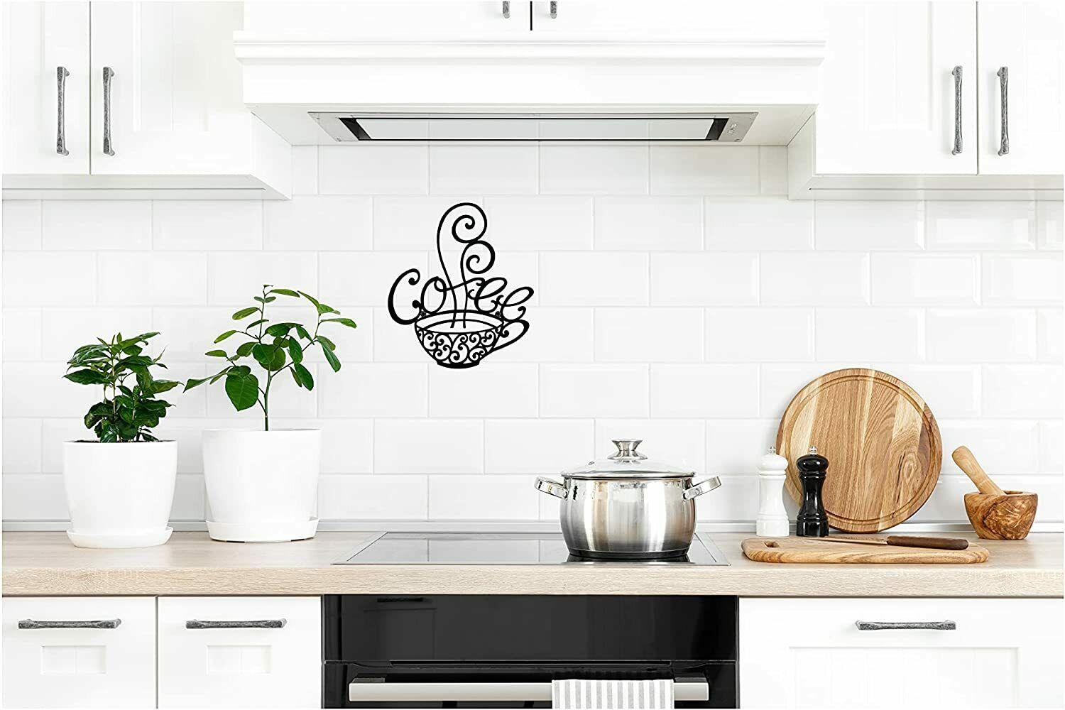 Top Coffee Scroll Metal Cup Wall Art Kitchen Resta... – Vicedeal