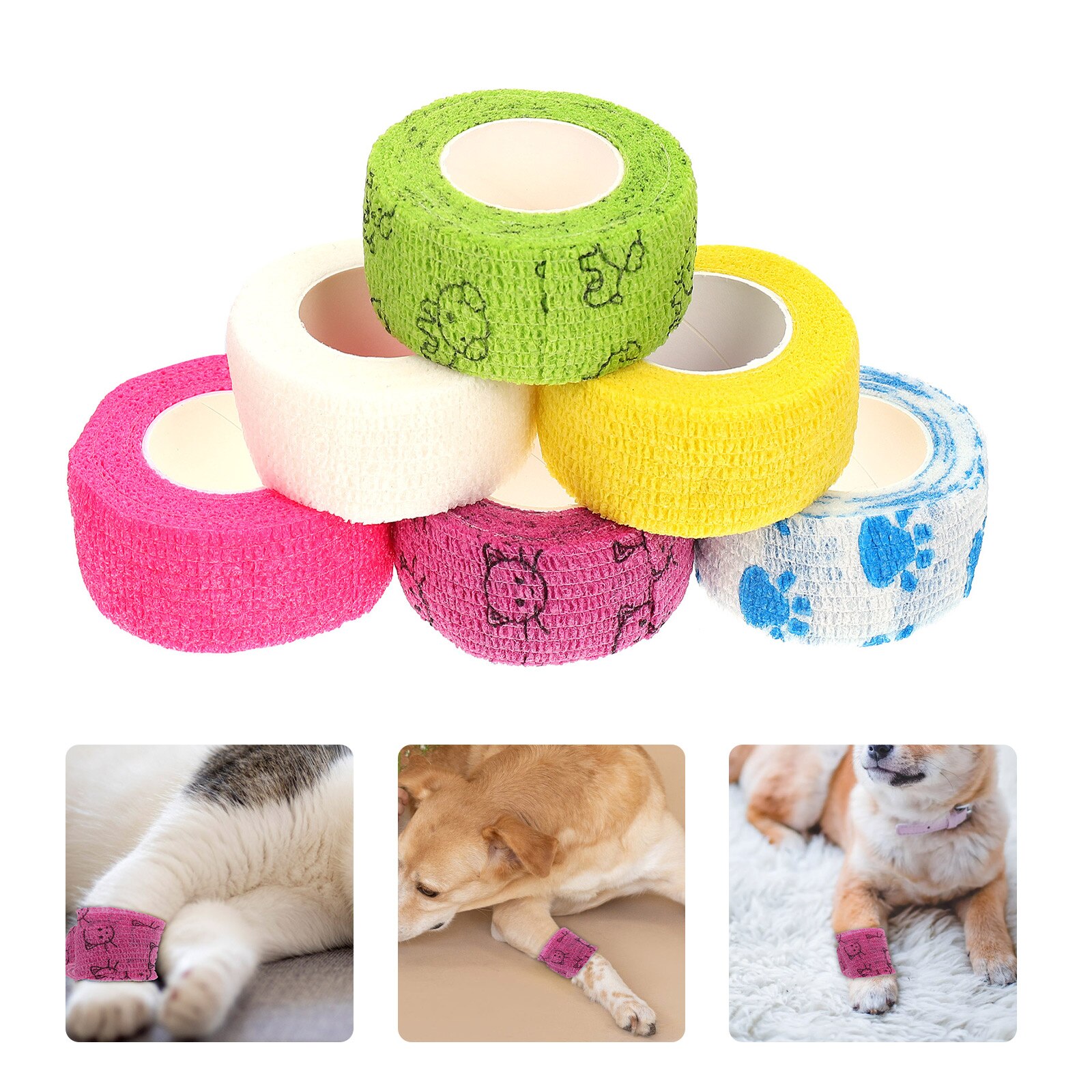 12pcs Pet Vet Wrap Bandages Self Adhesive Bandages... – Grandado