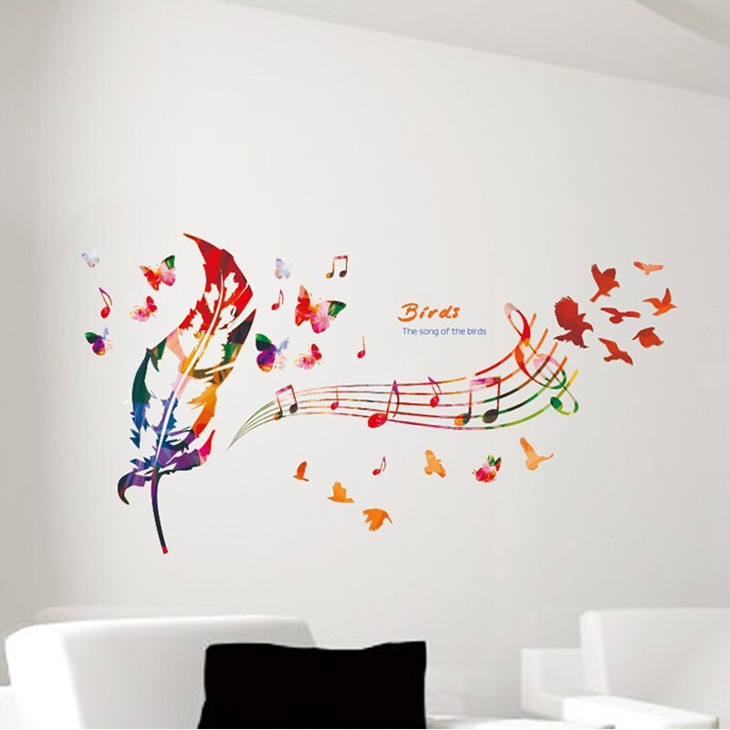 DIY Colorful Feather Wall Stickers Vinyl Musical N... – Grandado