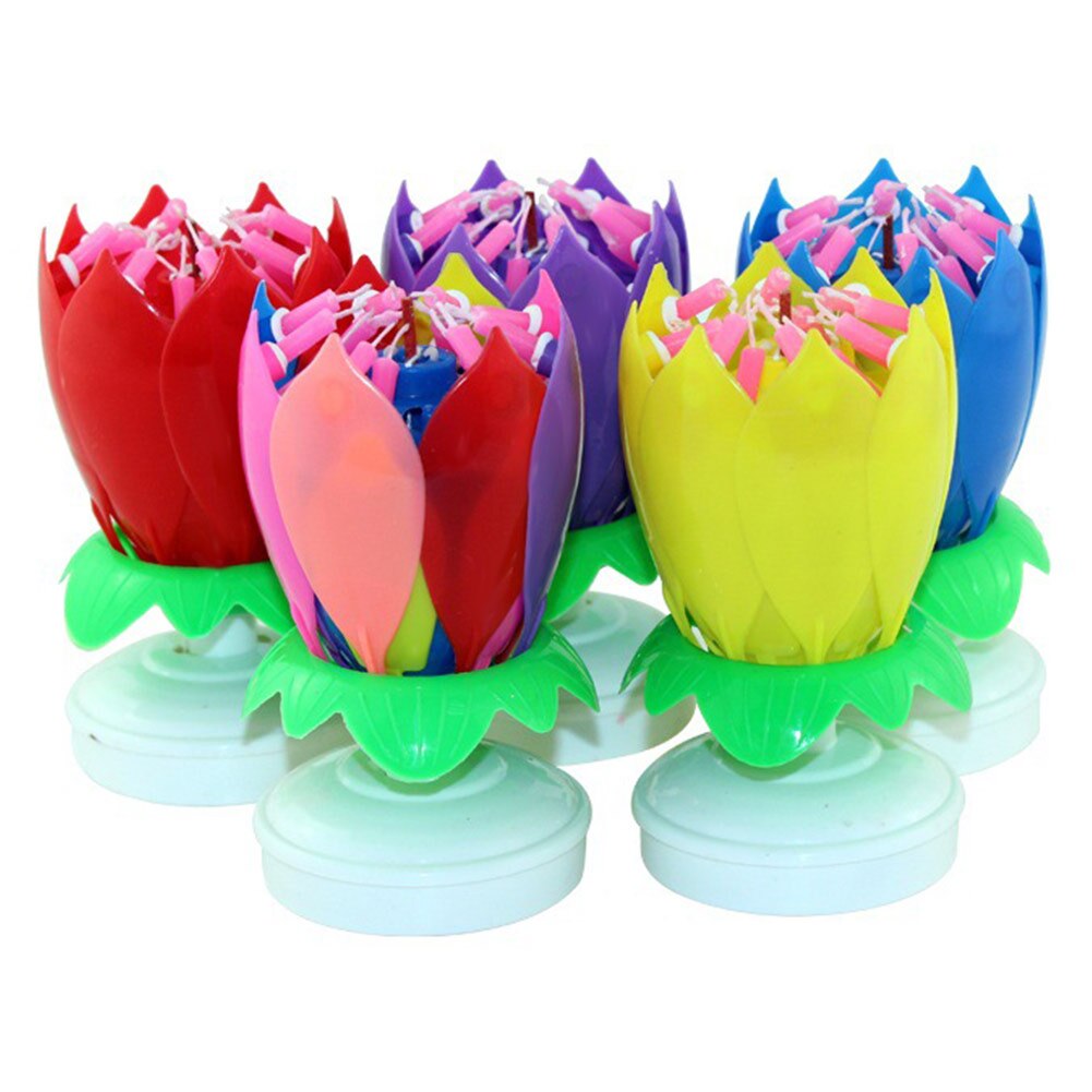 Upgrade Multicolor Rotating Lotus Cake Candle Elec... – Grandado