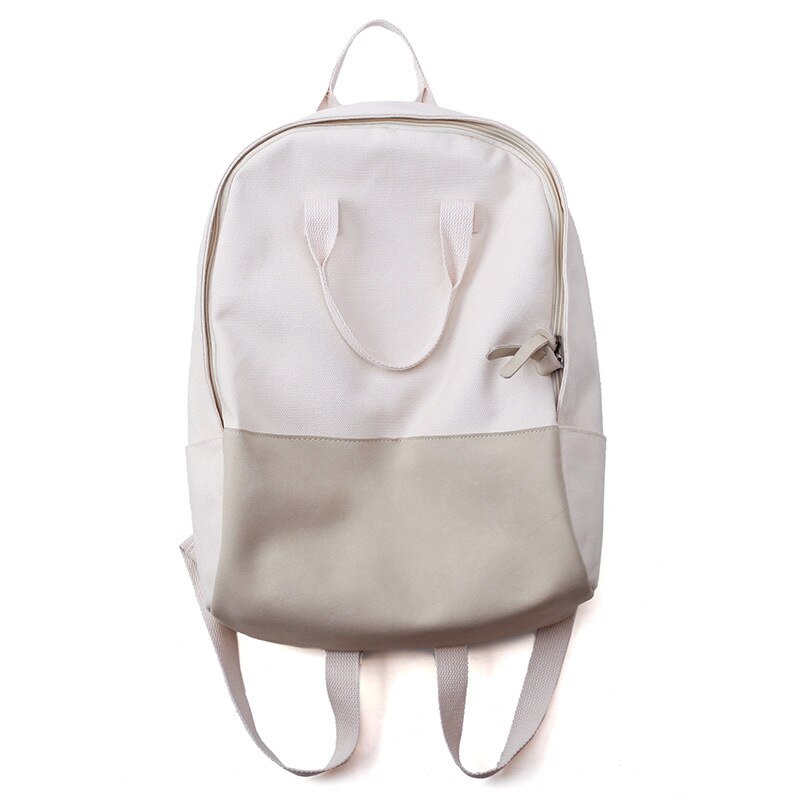 Women Simple Canvas Backpacks Beige Gray School Ba... – Grandado