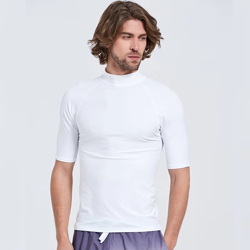 Men's Long Sleeve Rash Guard Swim Shirt White Rash... – Grandado