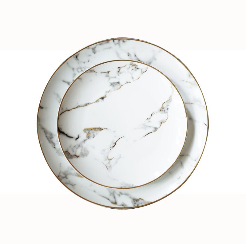 American style Gilt edged marble golden plate dinn... – Grandado