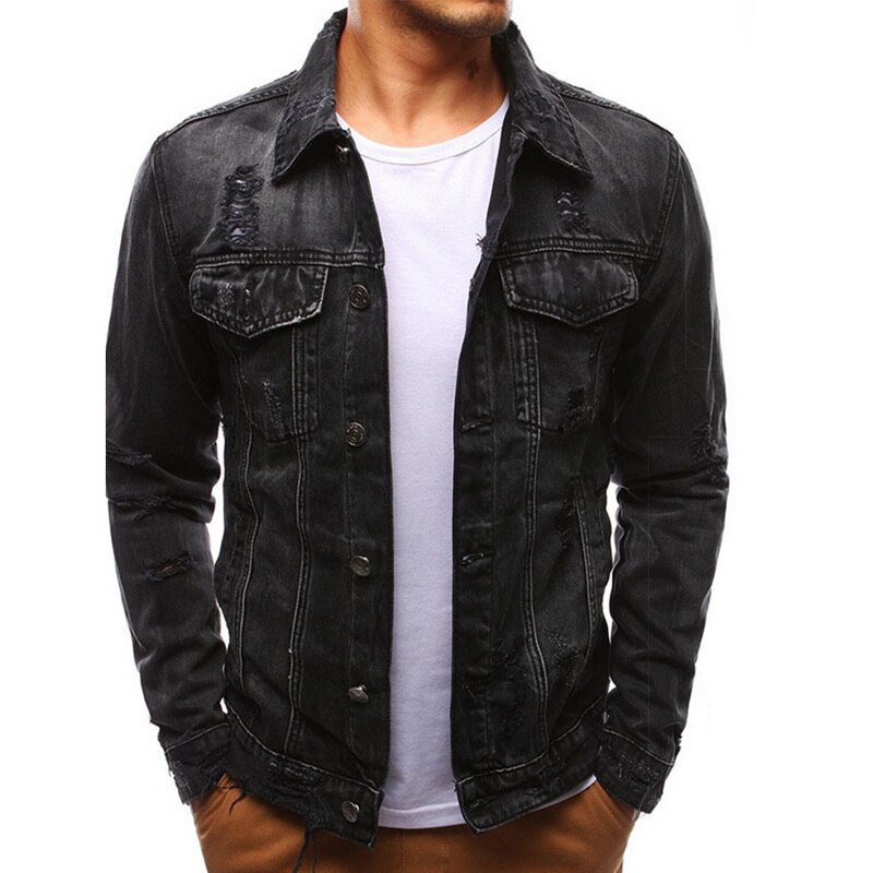 Mens Denim Jacket Spring Men Trendy Ripped Denim J... – Grandado
